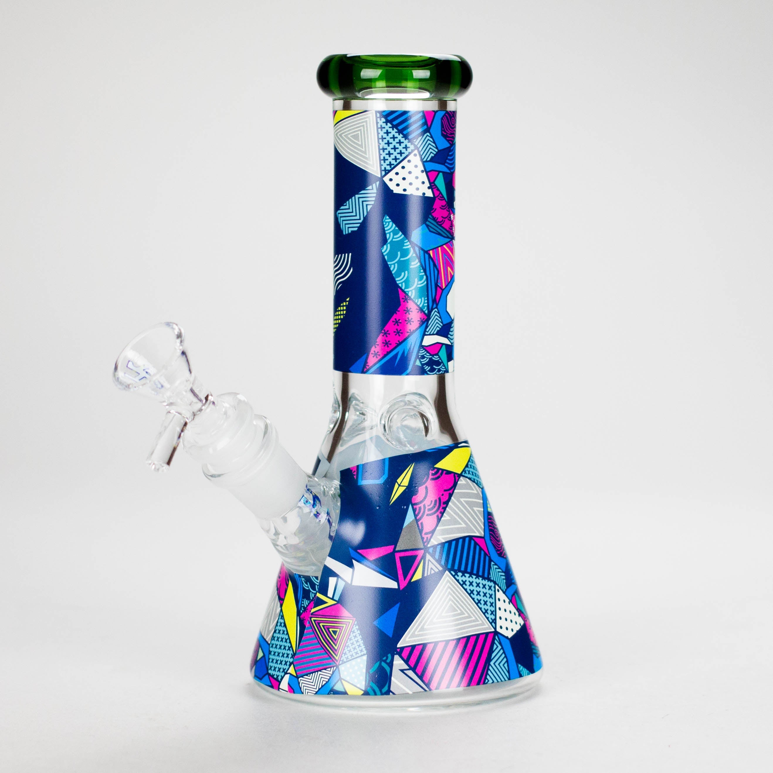 O Haze | 8″ Geometric Figure Beaker Glass Bong with Color Lip – Green