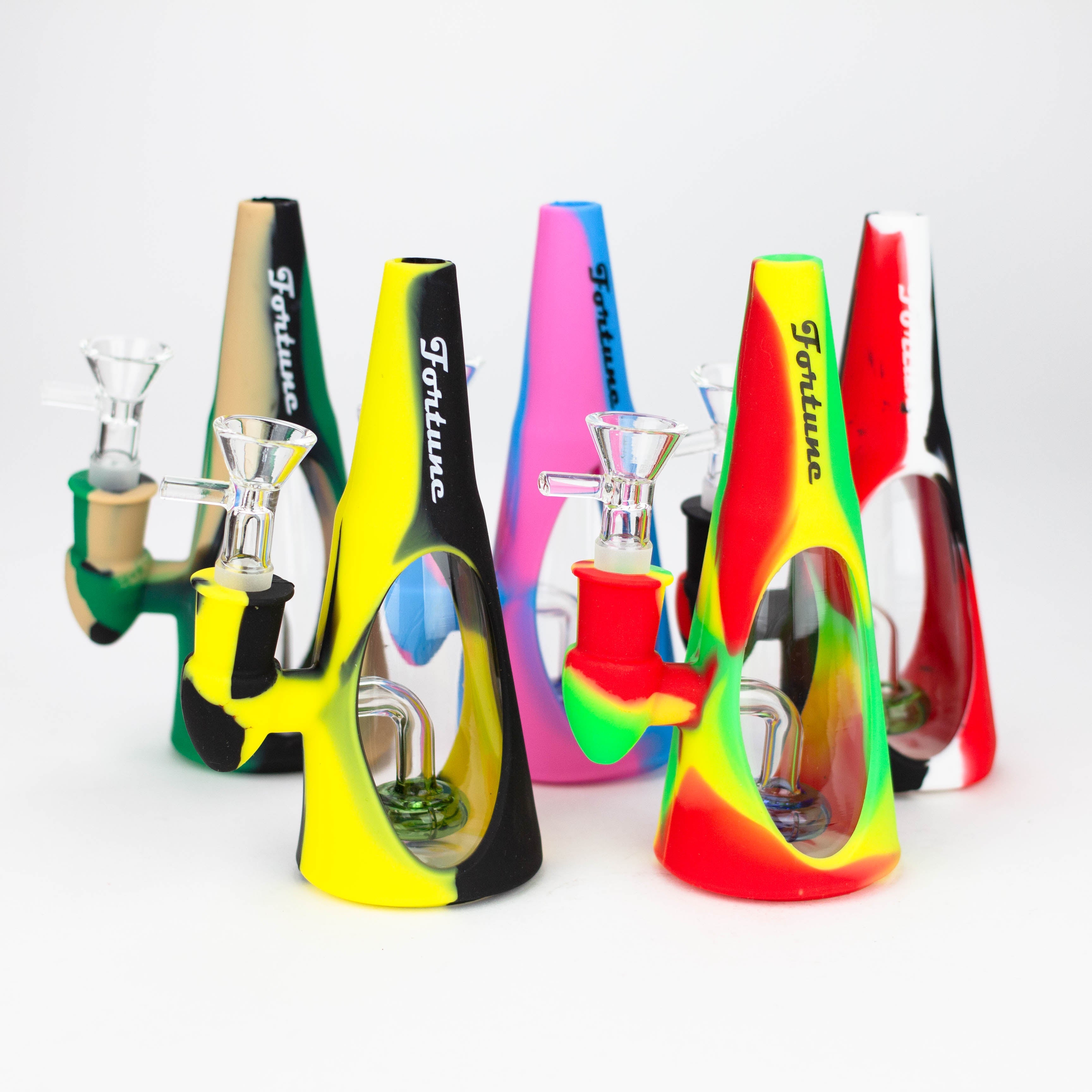 O Fortune | 6.5" Multi-color Cone silicone water bong-Assorted [SP1049