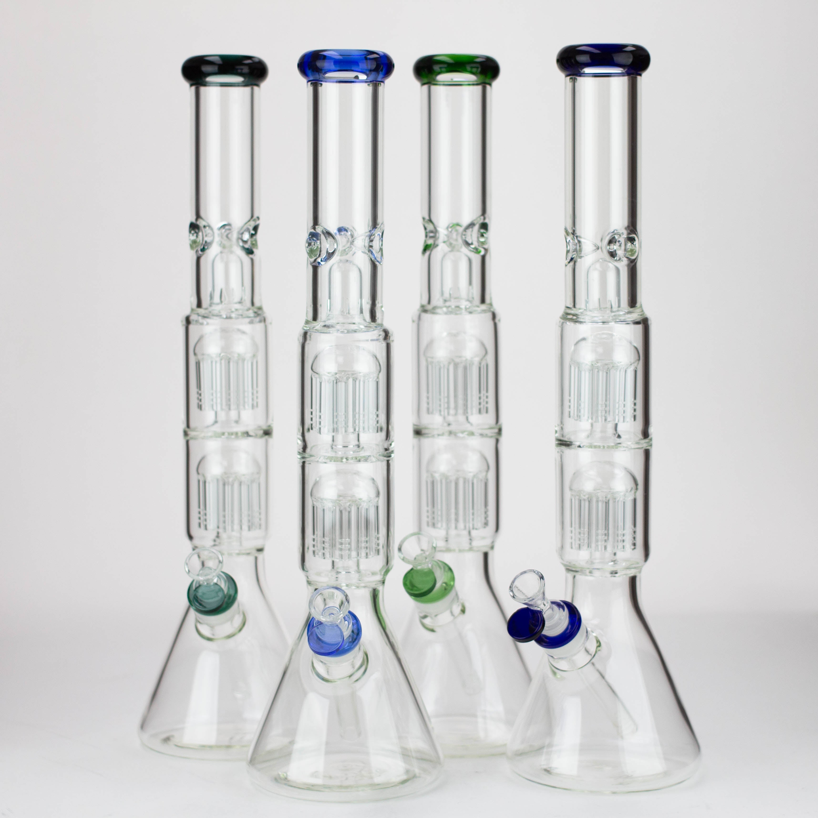O 19" Dual 8 arms perc, with splash guard 7mm glass water bong [G11135