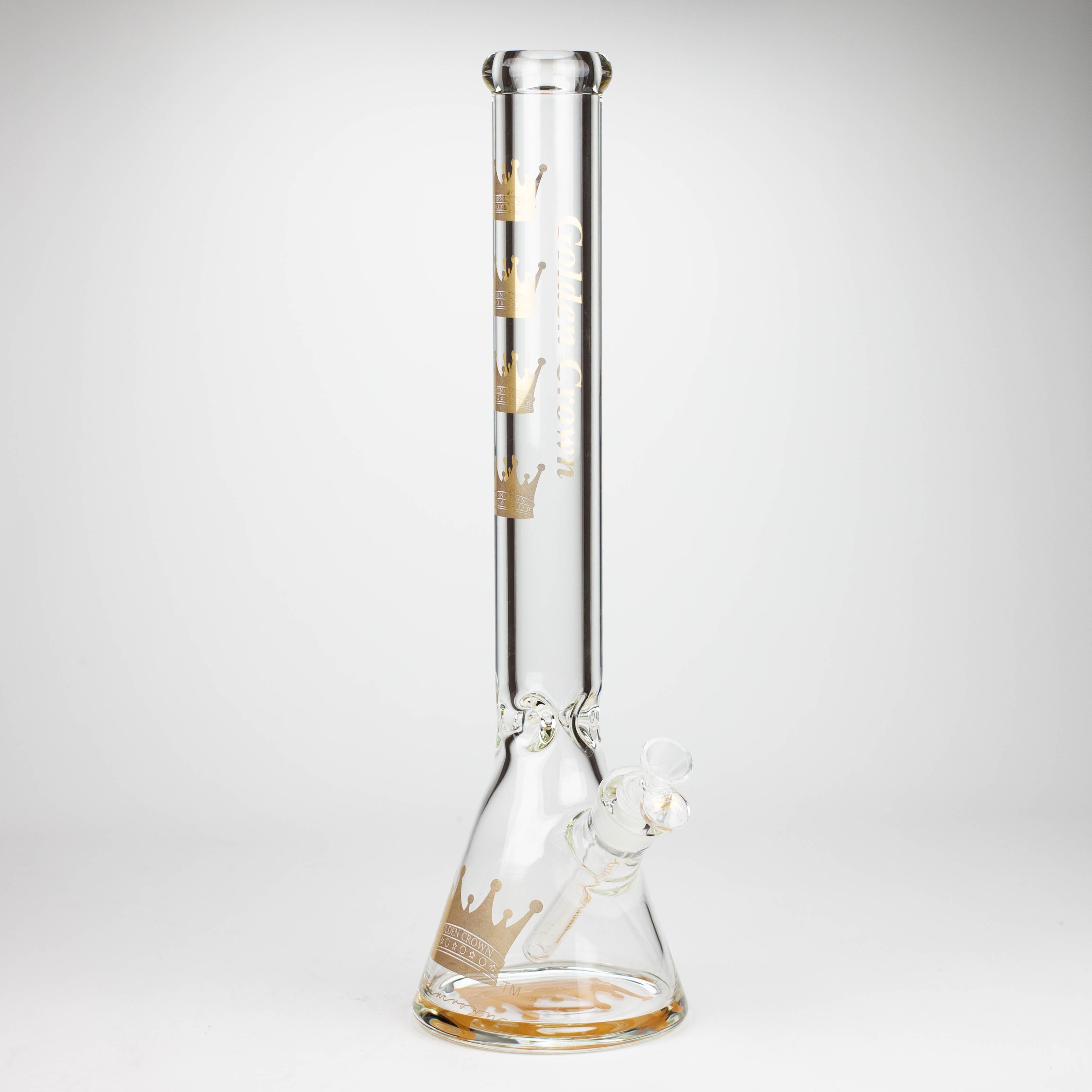 O Golden Crown™ | 18 Inch 9mm glass bong with Signature and 24K Gold E