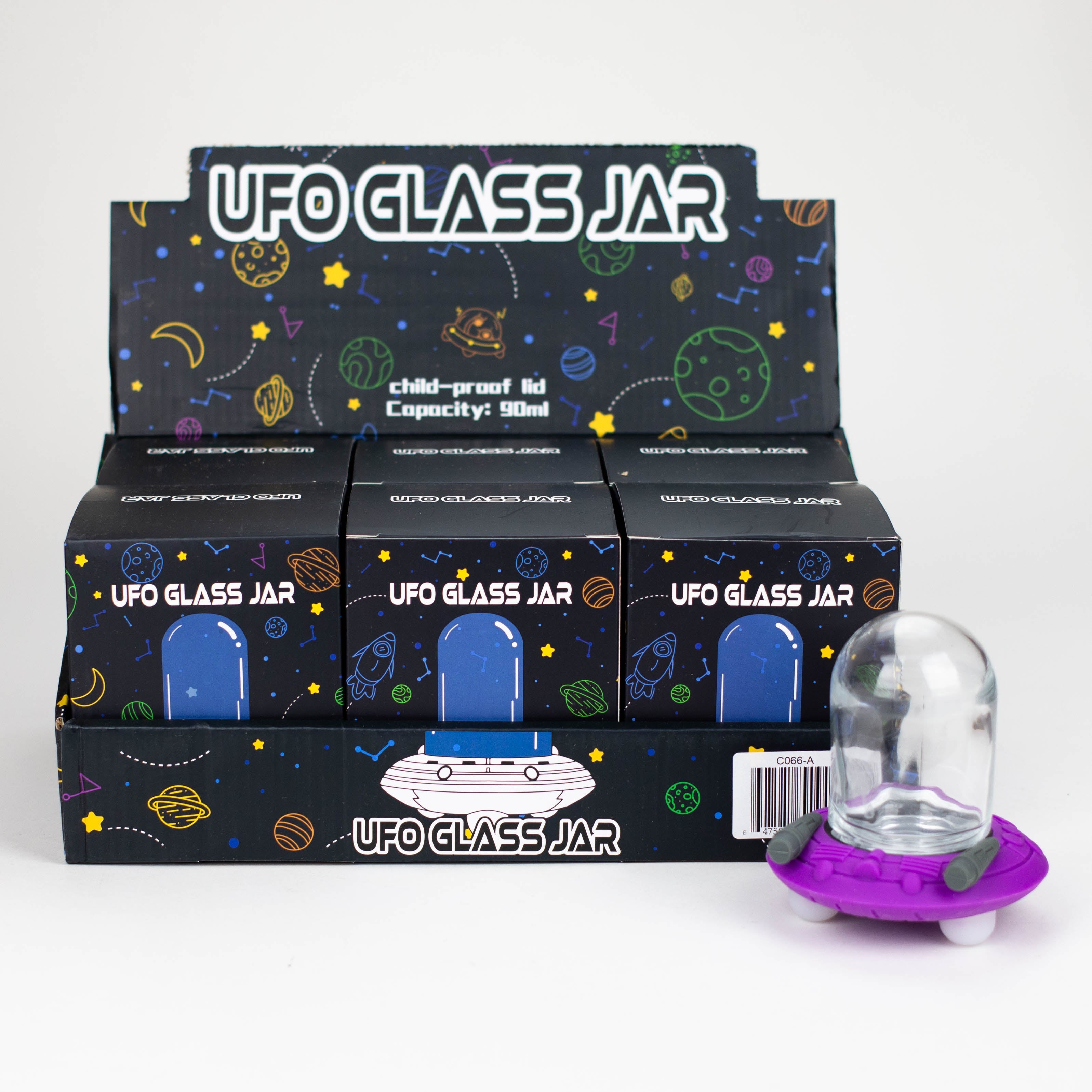 O UFO glass jar 90ml Box of 6