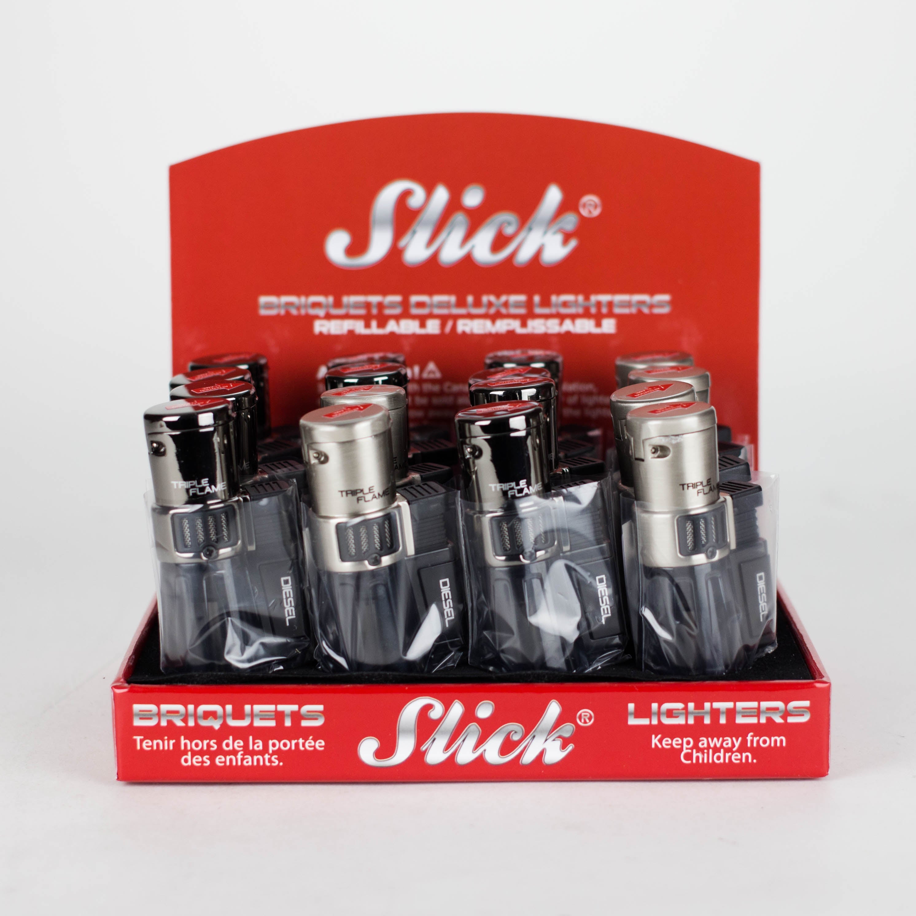 O Slick® | Deluxe TRIPLE Torch Lighter Diesel Box of 16 [YYG-820]