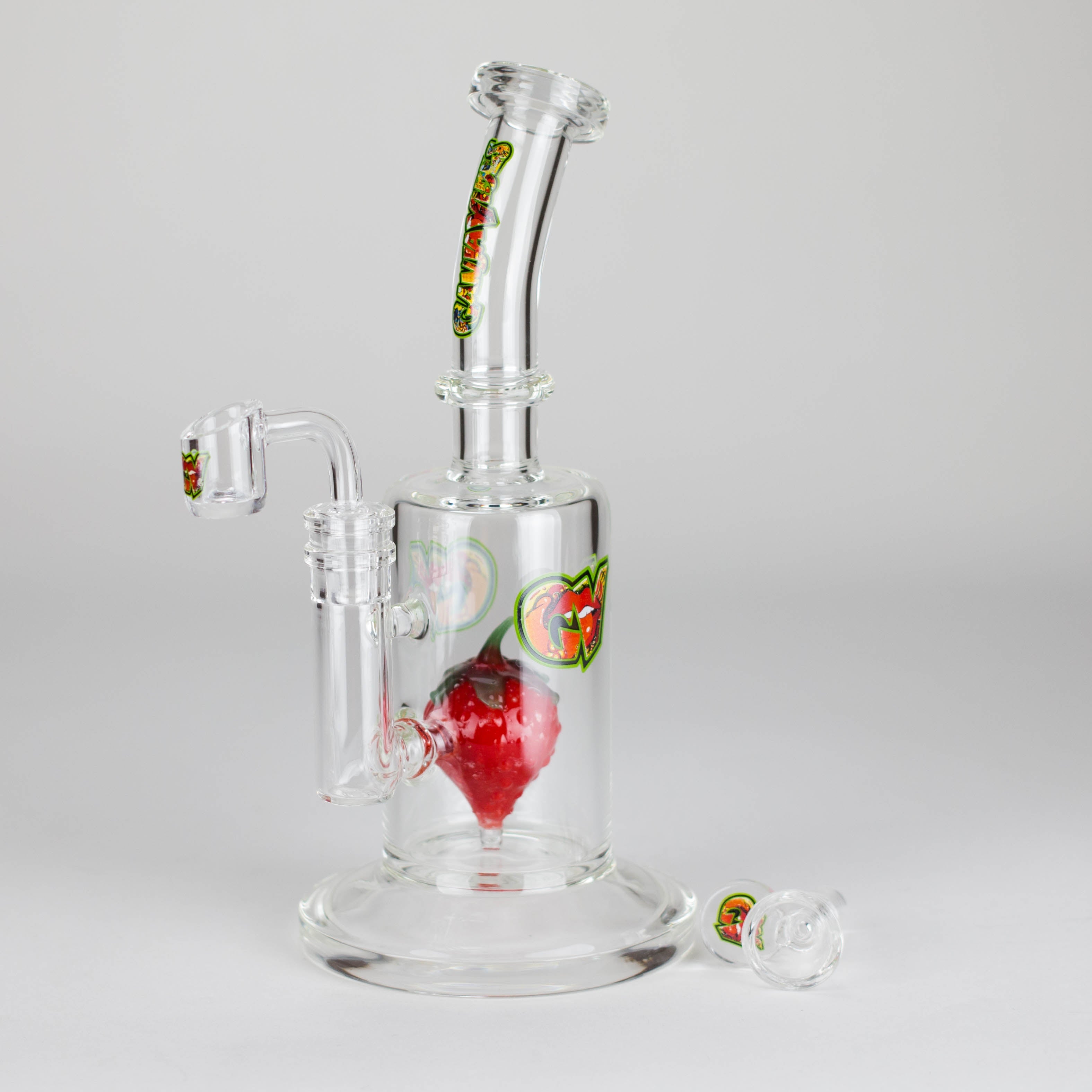 O GanjaVibes | 8.5 inches Strawberry perc Waterpipe & Dabrig with Quar