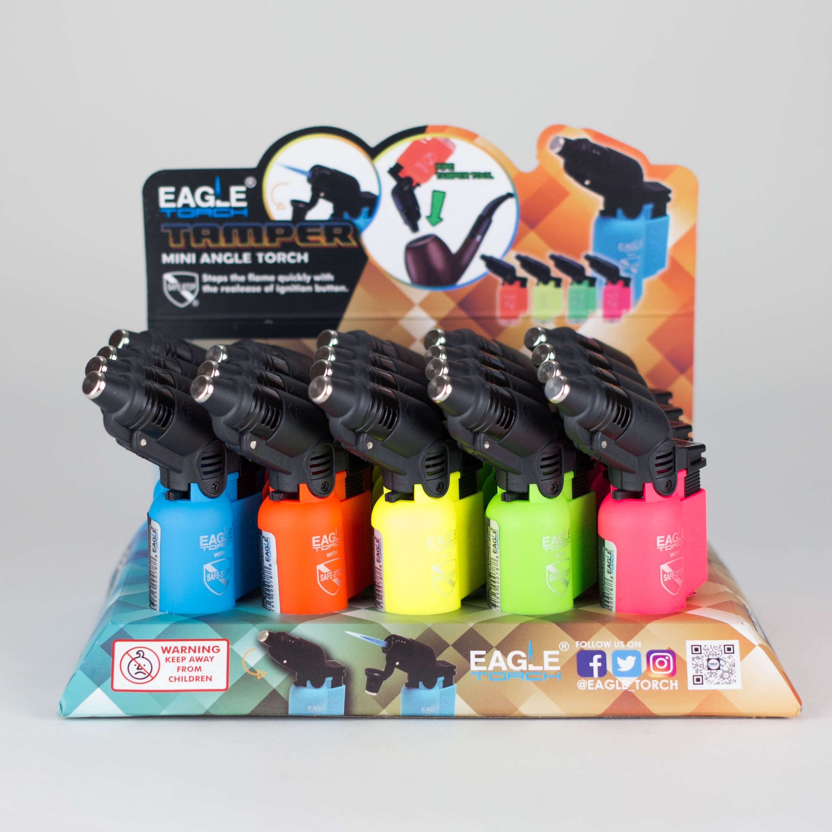 O Eagle Torch | NEON Mini-Angle Torch lighter Box of 20 [PT116T]