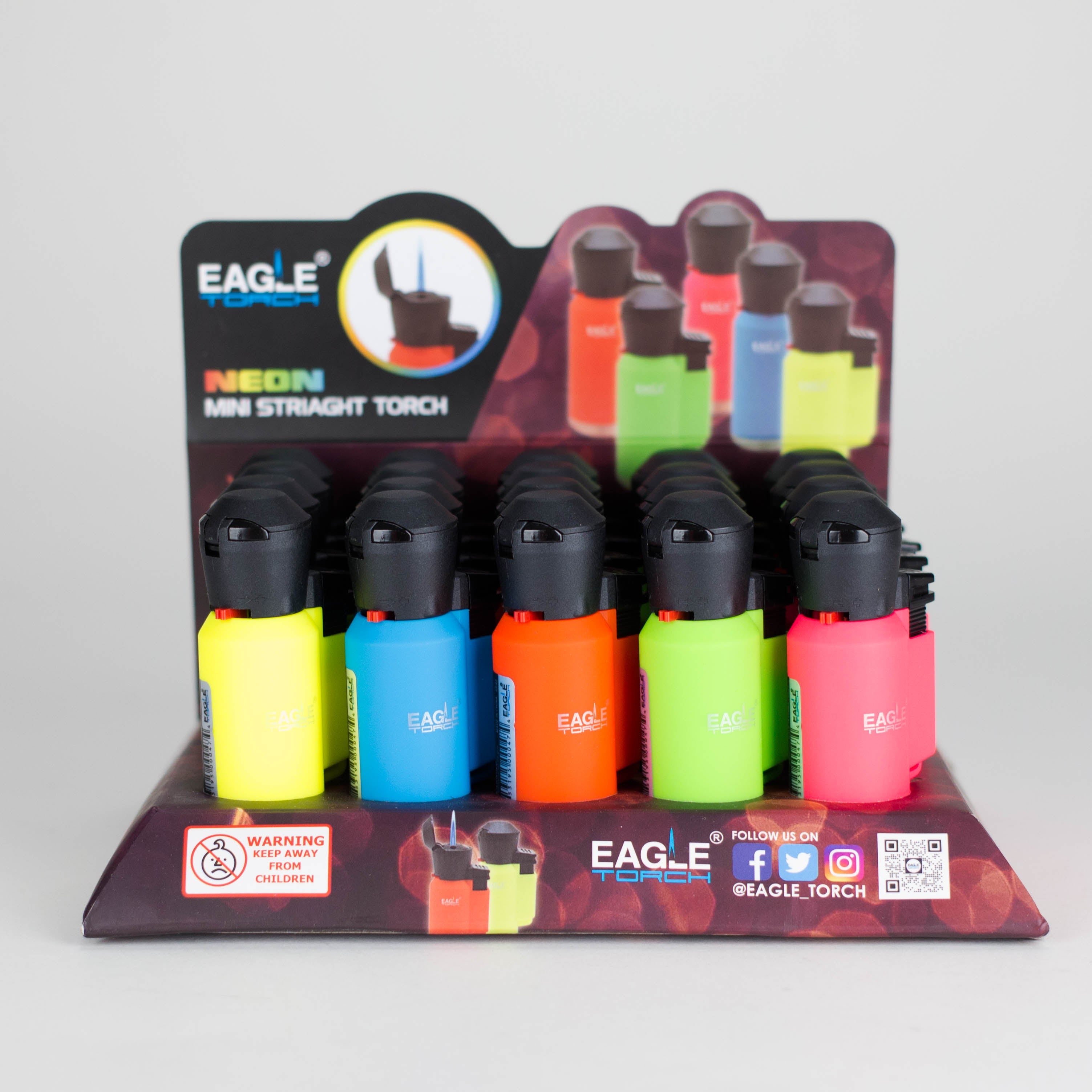 O Eagle Torch | NEON Mini Striaght Torch lighter Box of 20 [PT180MSN]