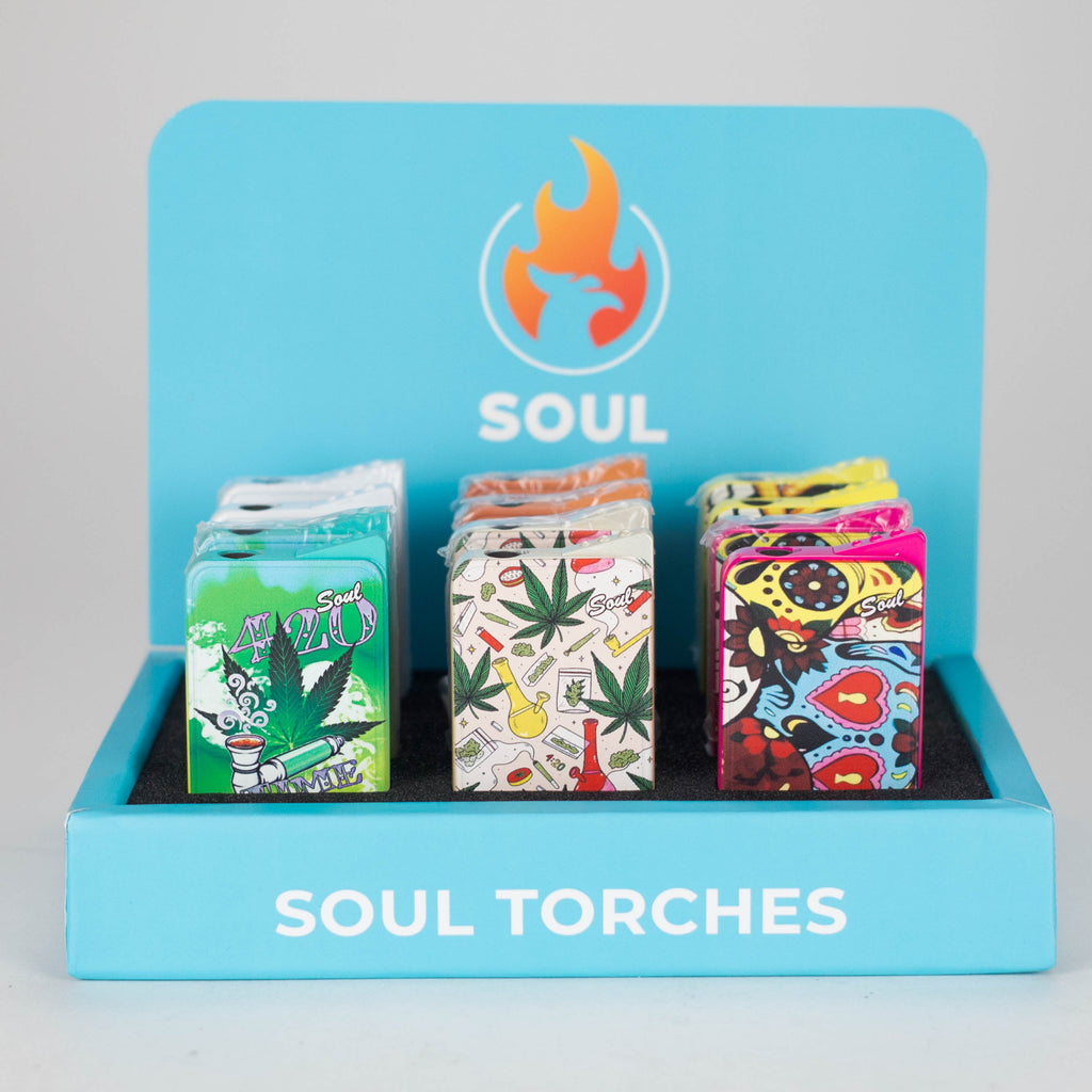 Soul Torches | Multi Color Torch lighter - 12 Count Display [1805]