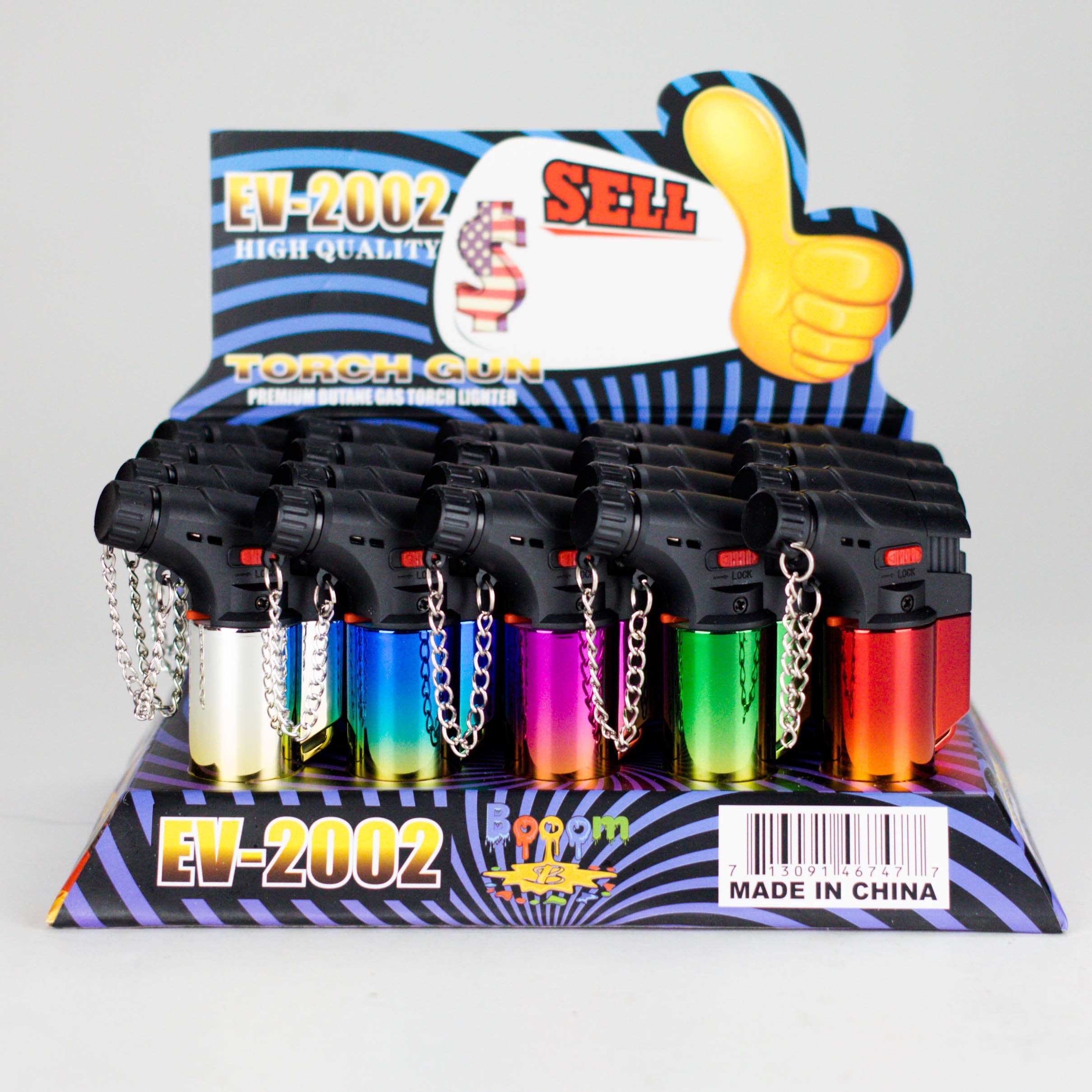 O BOOOM | Refillable Mini Torch Lighter Golden [EV-2002] – 20 Count Di
