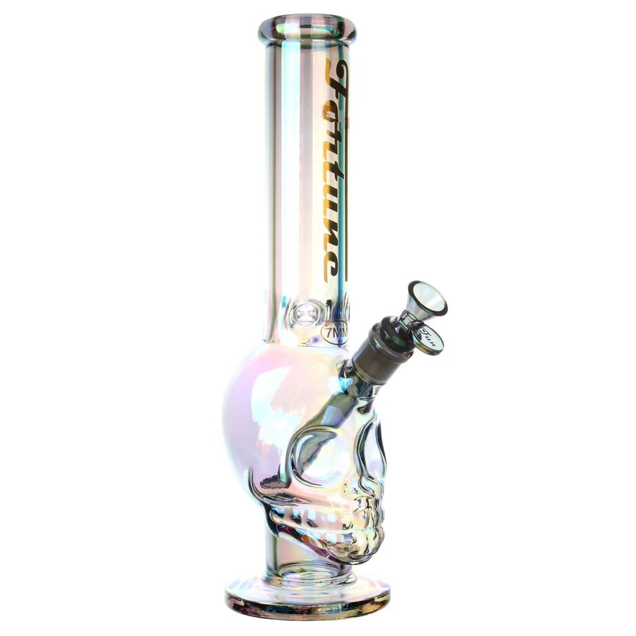 O Fortune | 14" 7mm Electroplated Skull Glass Bong