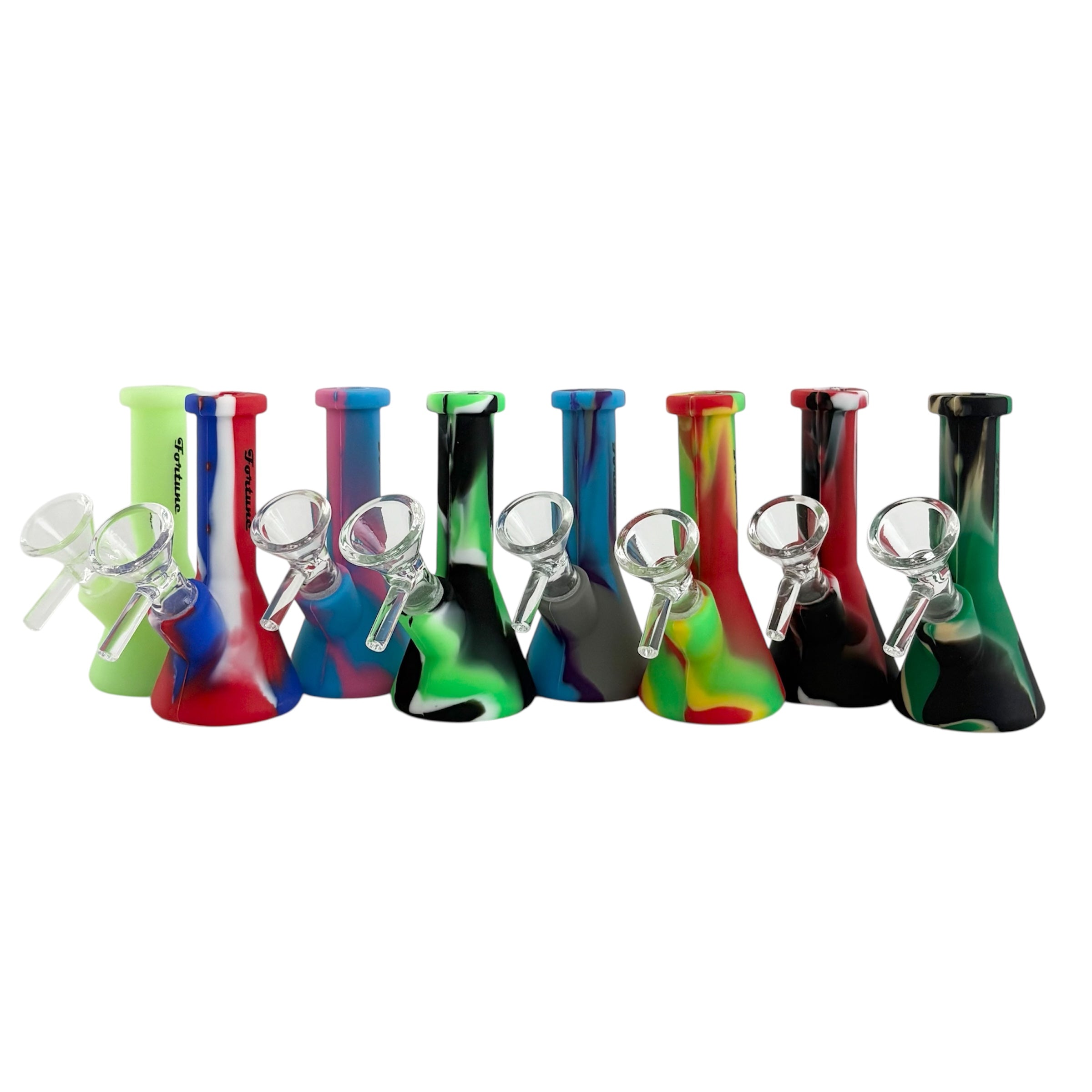 O 3" Silicone Water-Pipe with Built-In Stem & 14mm Glass Bowl