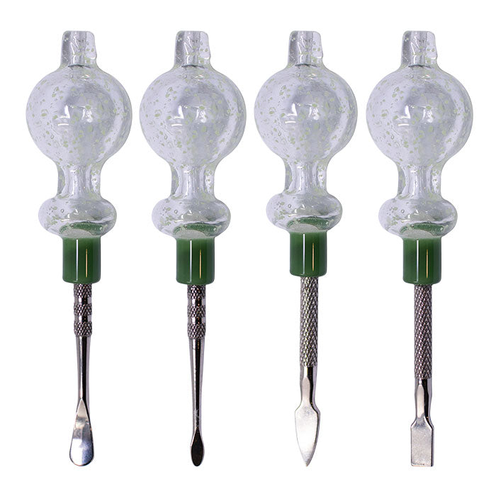 O Assorted Design Clear Glow In The Dark Dabbing Stick and Carb Cap wi