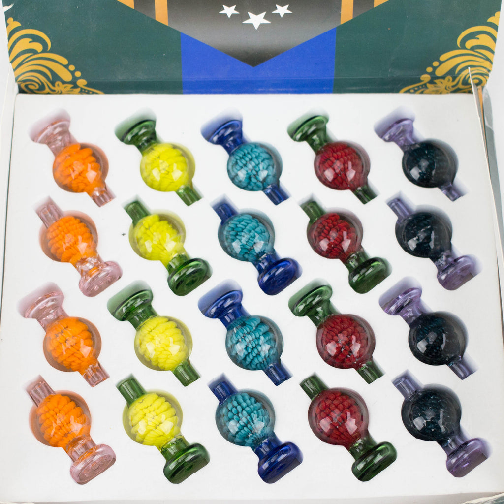 Glass Carb Cap Display – Assorted Colors (20 Count)