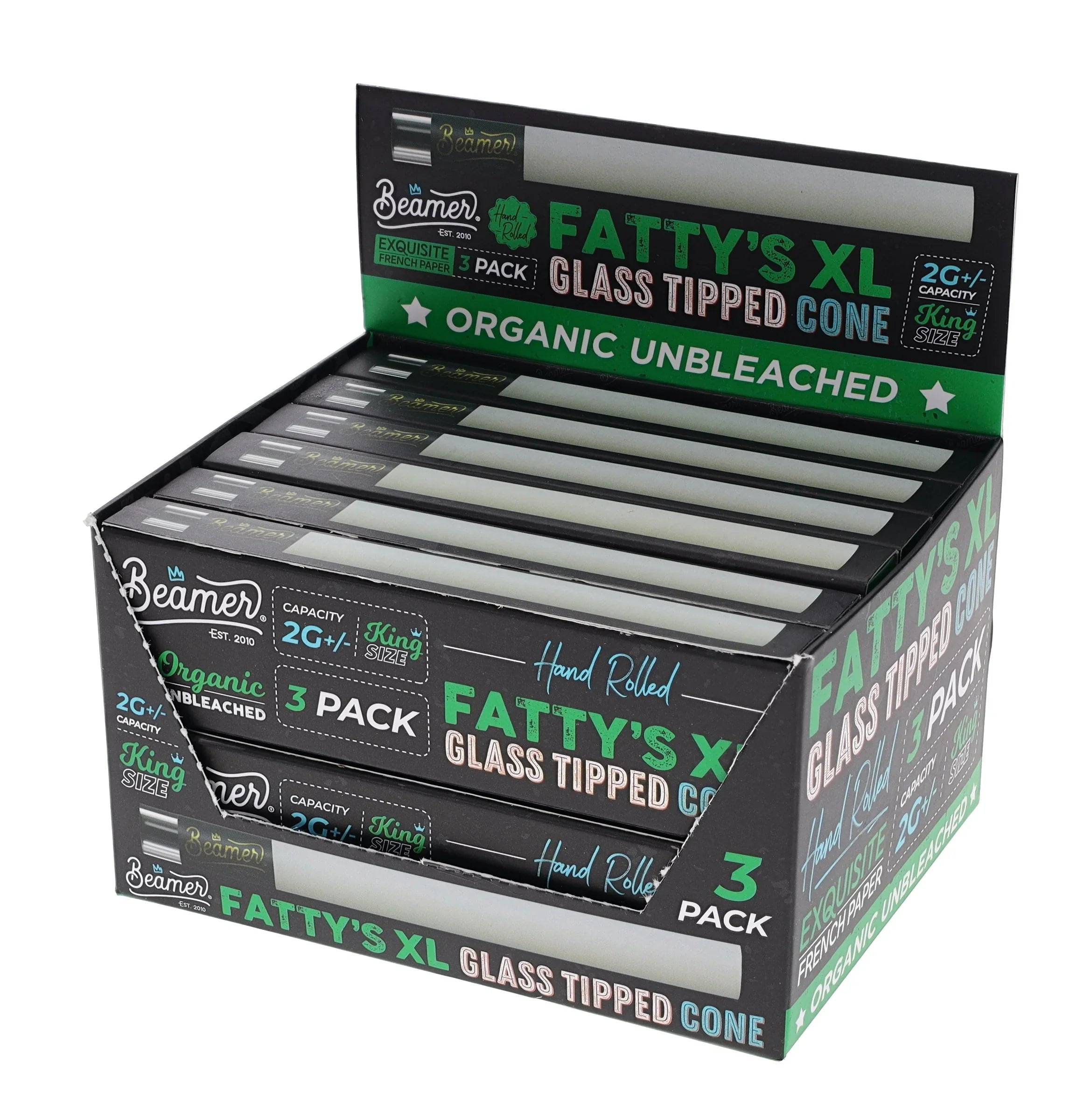 Beamer Fatty's XL Pre-Rolled Glass-Tipped Cones - Org Un 48