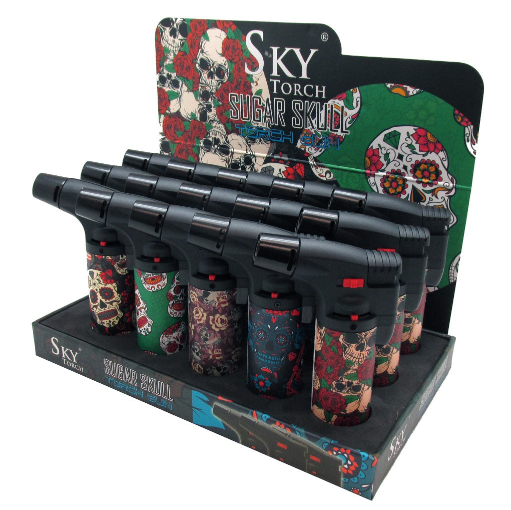 O Sky Torch | Sugar Skull Design Torch Lighters – 15ct Display Box [SK