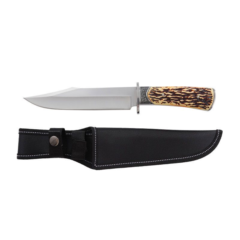 O Xtreme | 12″ Hunting Knife – Fixed Blade with Faux Bone Handle & She