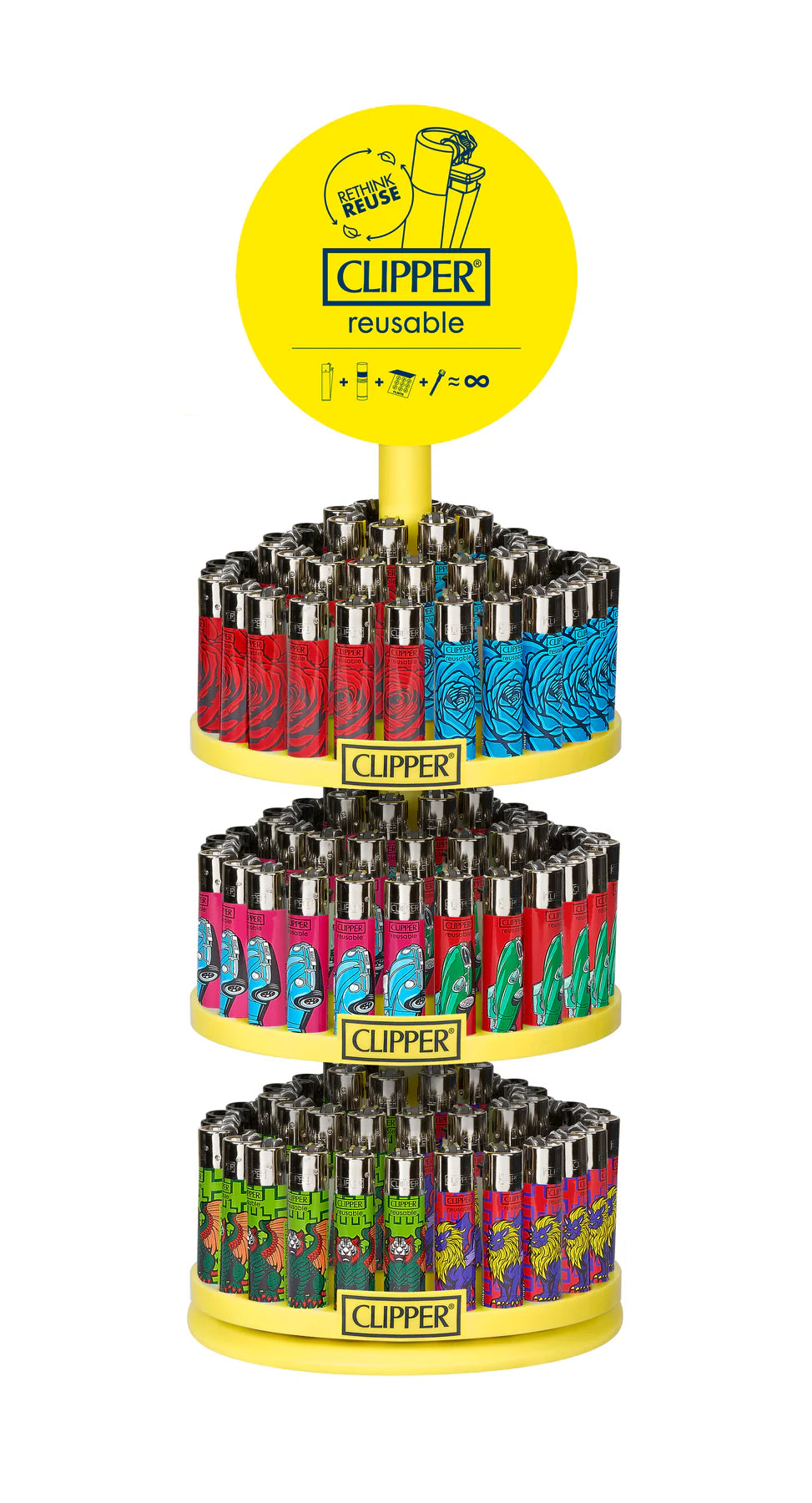 SC Clipper Classic Roses Large Lighters Mixed Carousel 144 lighters di