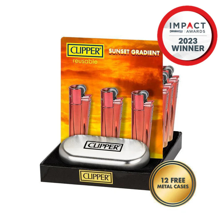 SC Clipper Metal Sunset Gradient 12 count Display lighters