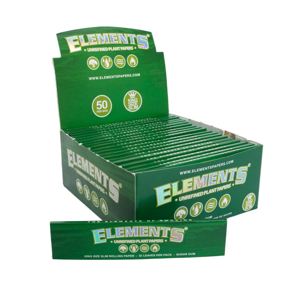 O Elements Green smoking Papers, 1 1/4, Singlewide, King Size Options