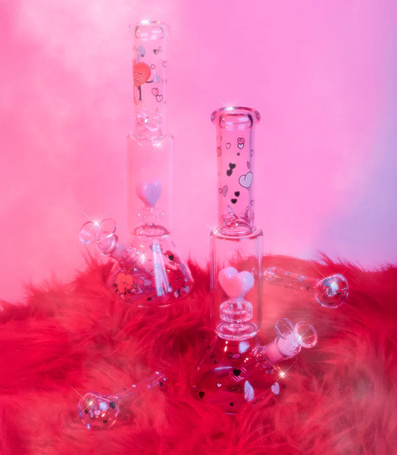 Red Eye Glass® | 12" Dual Chamber Floating Heart Water Pipe [REG174]